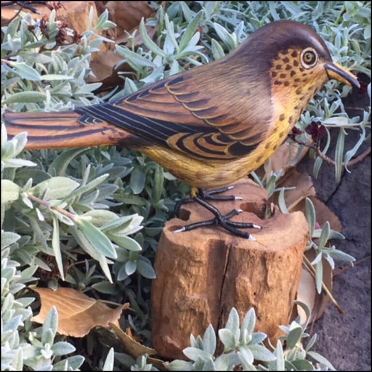 B-30 Hermit Thrush Bird - Celtic, Viking and Lamp Woodcraft Carvings