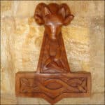 Th-06 Thor's Hammer Ram's Head - Celtic, Viking and Lamp Woodcraft Carvings