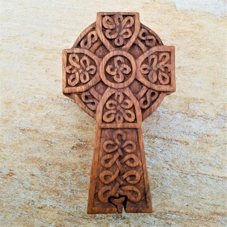 TB-03 Celtic Puzzle Box - Celtic, Viking and Lamp Woodcraft Carvings